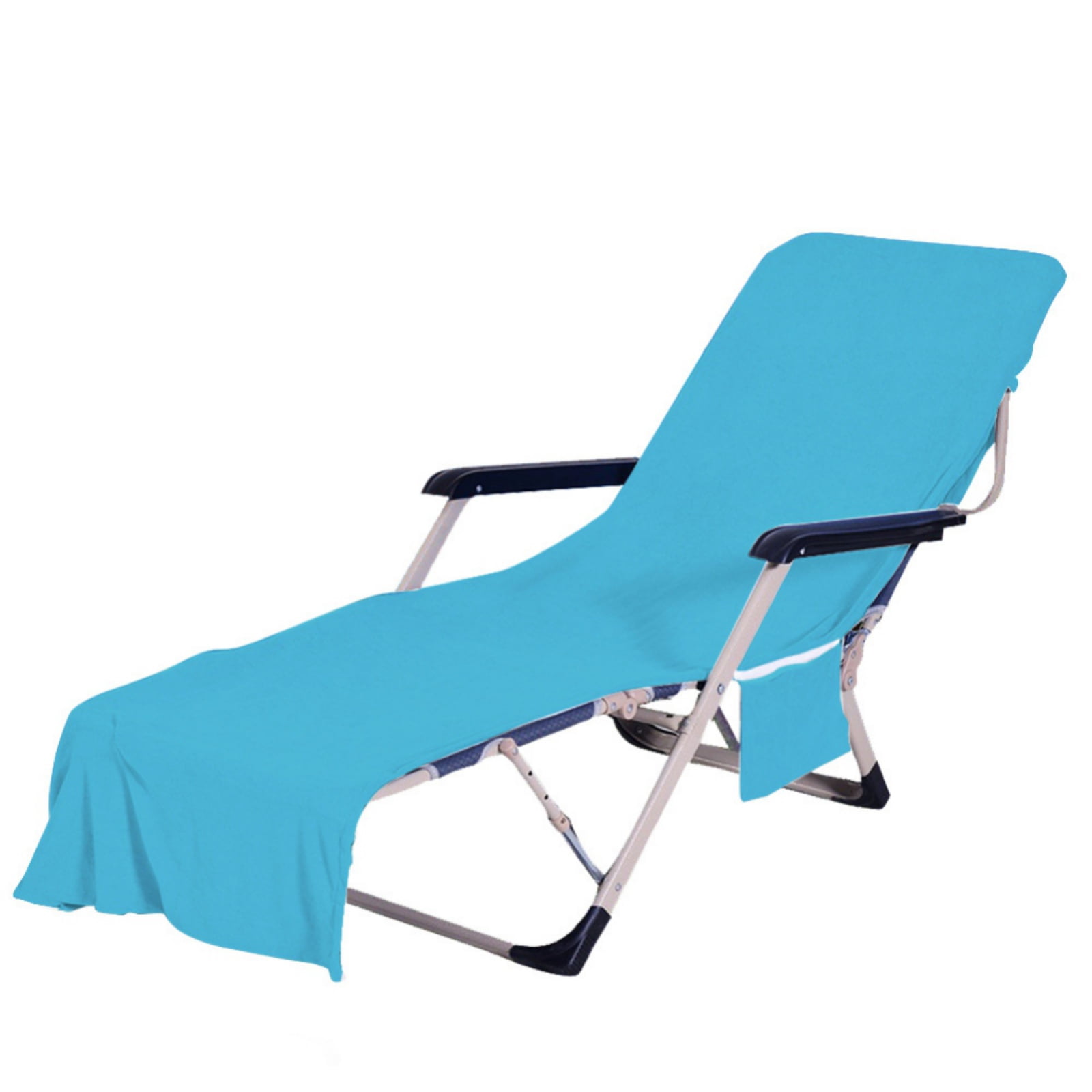 Beach Lounge Chair Towel Cover, Towel Cover with Side Storage Pockets ...