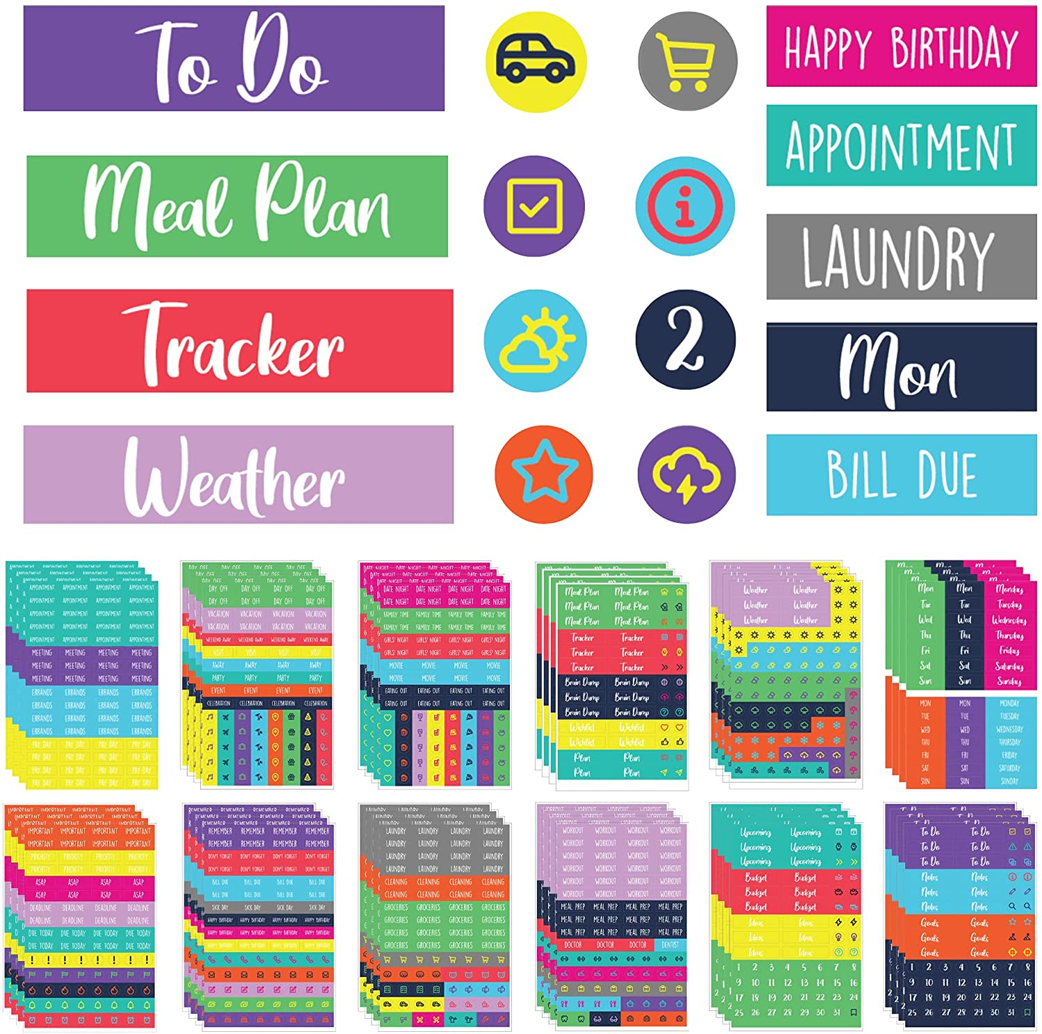 Paper & Party Supplies Paper Weather Tracker Stickers Cute Cloud Bullet ...