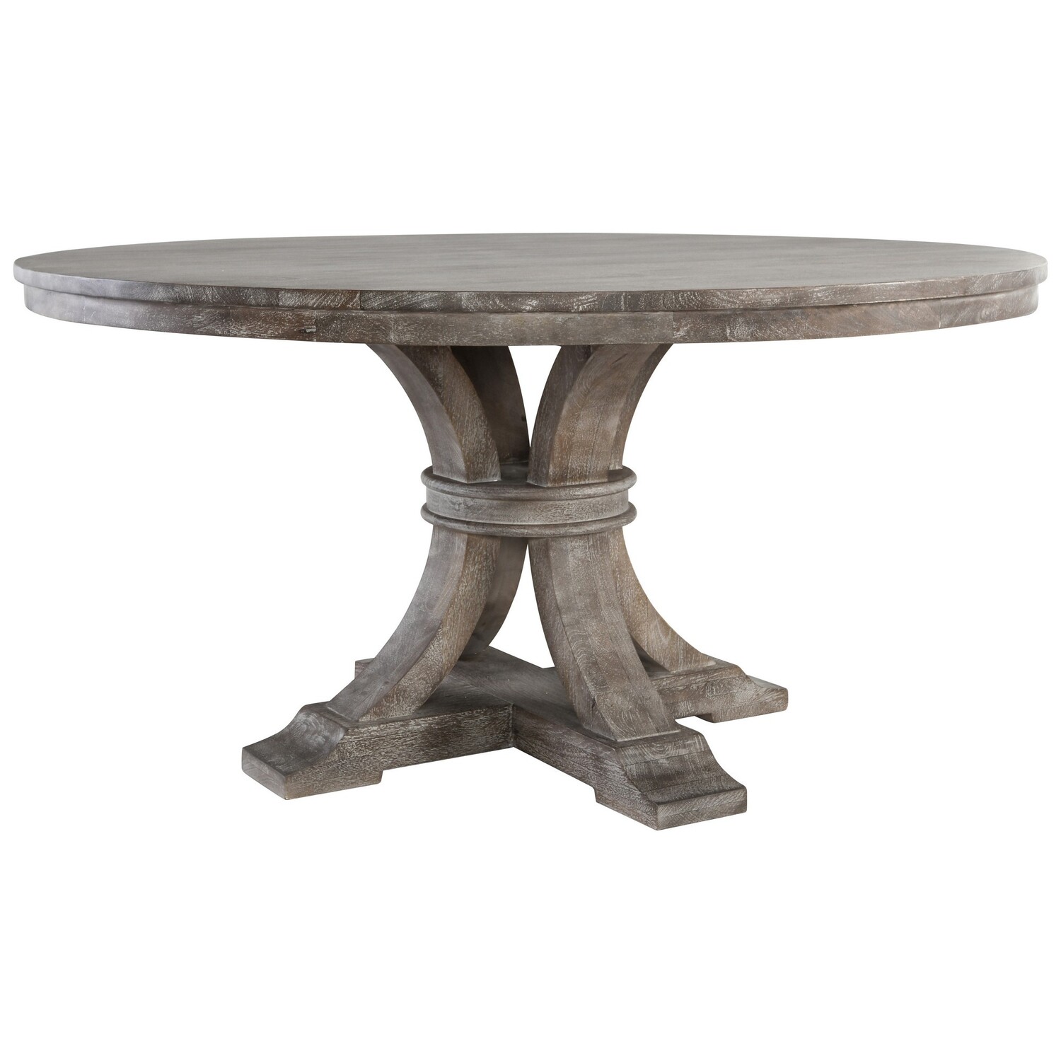 Benjara 60 Inch Classic Round Wood Dining Table, Pedestal, Handcrafted ...