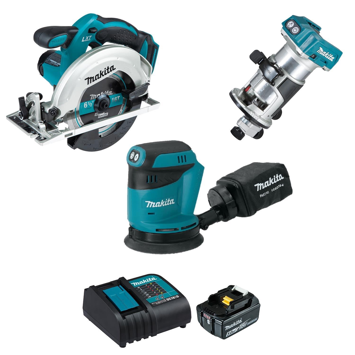 Kit Sierra Circular Lijadora Orbital Router Inalambrico 18 V Makita ...