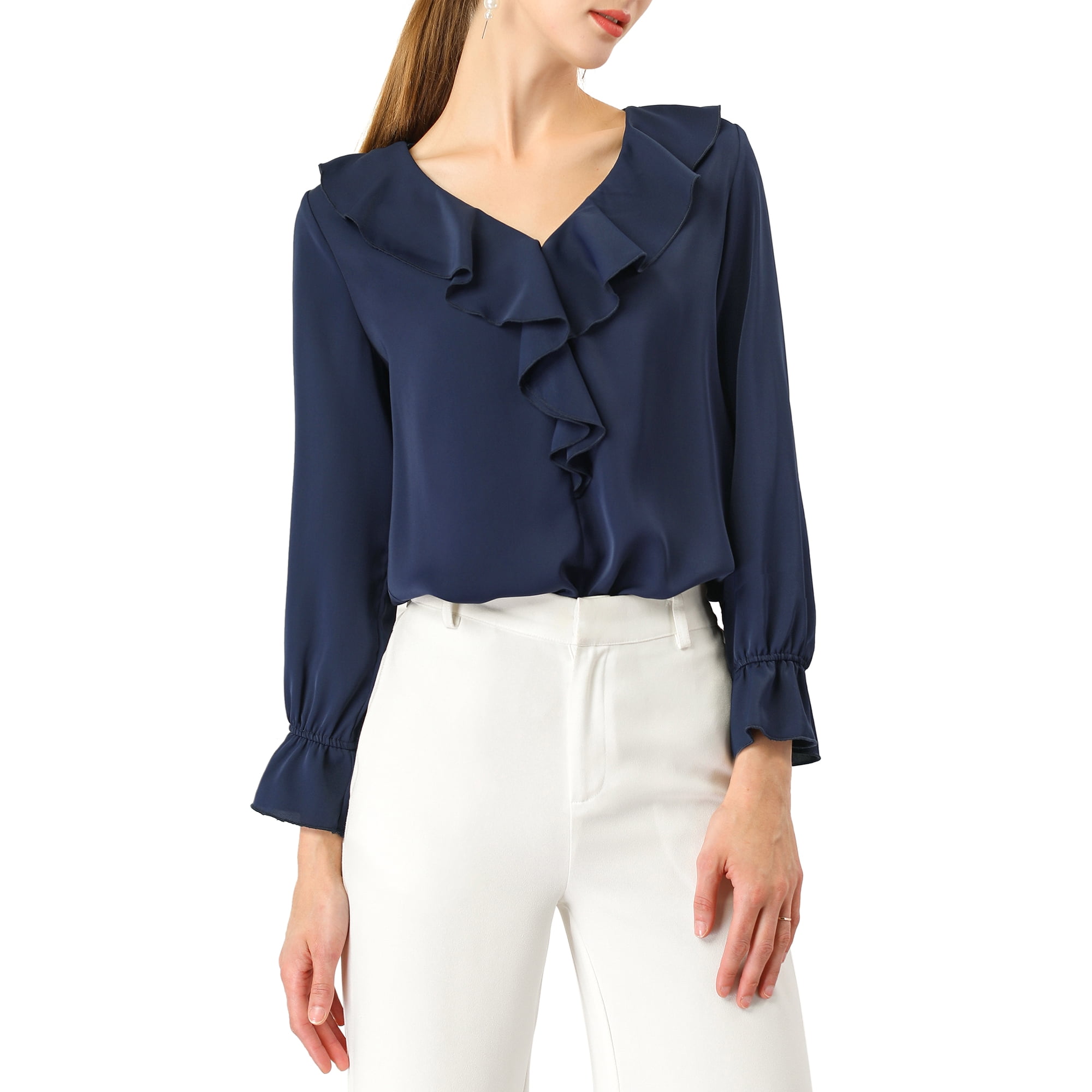Click here for Inspire Chic Womens Ruffle Blouse Wear-To-Work Ele... prices