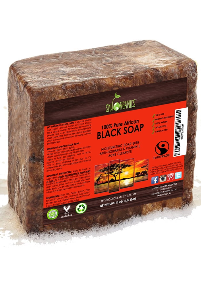 Organic African Black Soap 16oz Block Raw Organic Soap Ideal For