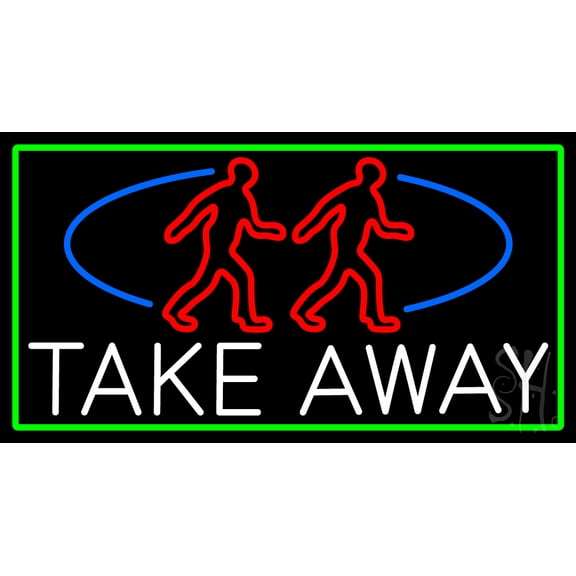 Take Away Food Sold Here LED Neon Sign 13 x 24 - inches, Clear Edge Cut ...