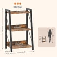 3-Tier Leaning Ladder Bookshelf In Rustic Brown + Black, Metal Frame ...