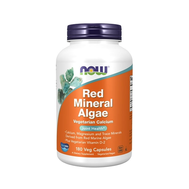 NOW Supplements, Red Mineral Algae Plus Vitamin D-2, Joint Health*, 180 ...