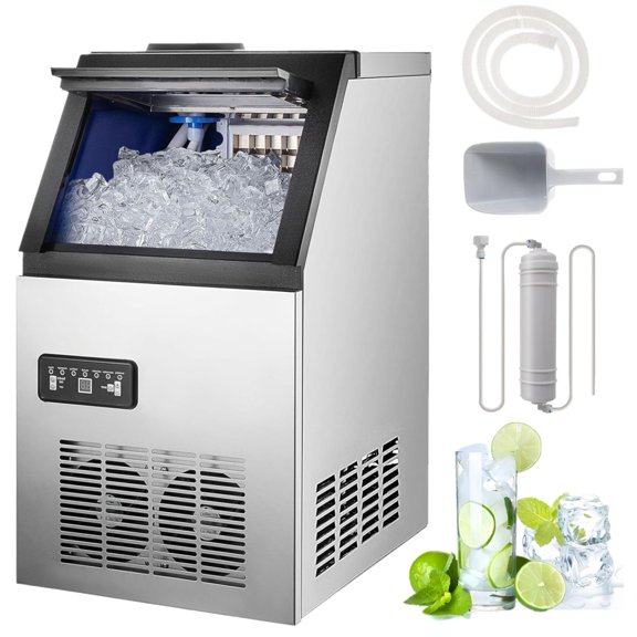 SIMZLIFE Commercial Ice Maker Machine 100lbs 24H Stainless Steel Under ...