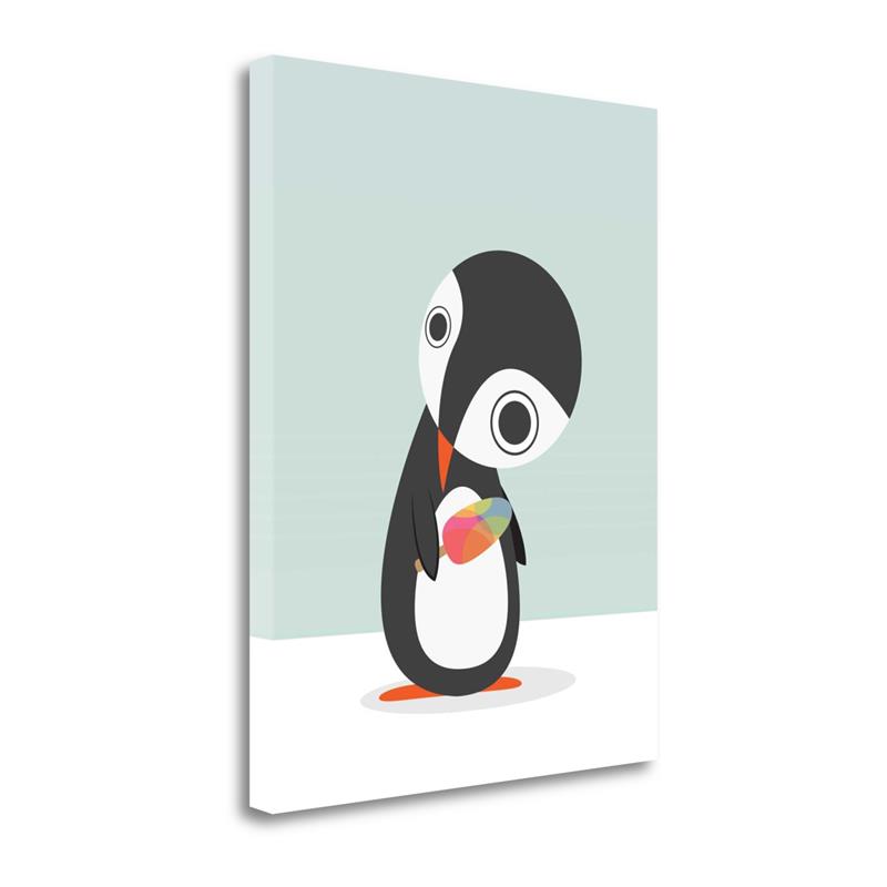 19x24 Pingu Loves Ice Cream By Volkan Dalyan- Print on Canvas Fabric ...