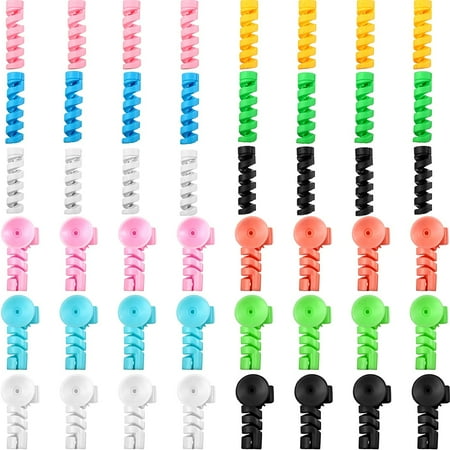 48 Pieces Charger Cable Saver Spiral Cable Protector Silicone Wire ...