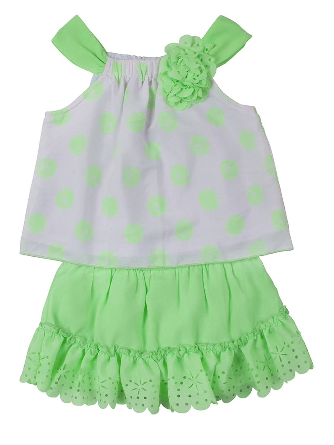 Little Lass - Little Lass Infant Girls Green White Polka Dot Top ...