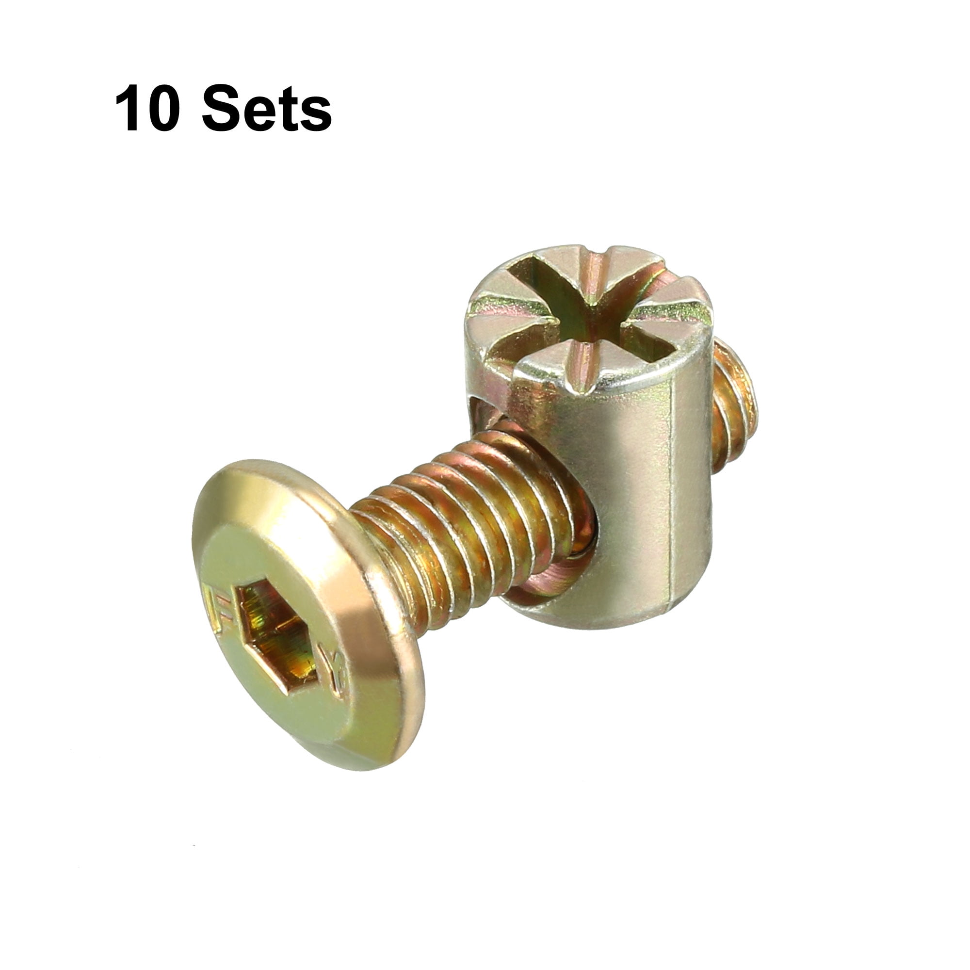 M6x20mm Furniture Bolt Nut Set Hex Socket Screw with Nuts -Slotted Zinc ...