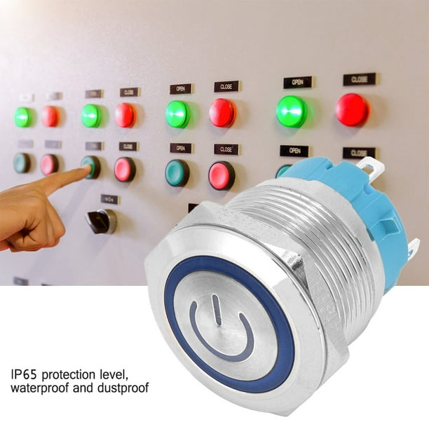 Interruptor de botón de 4 pines interruptor de botón redondo compacto Ip65 de 3-6 VCC 22 mm para ...