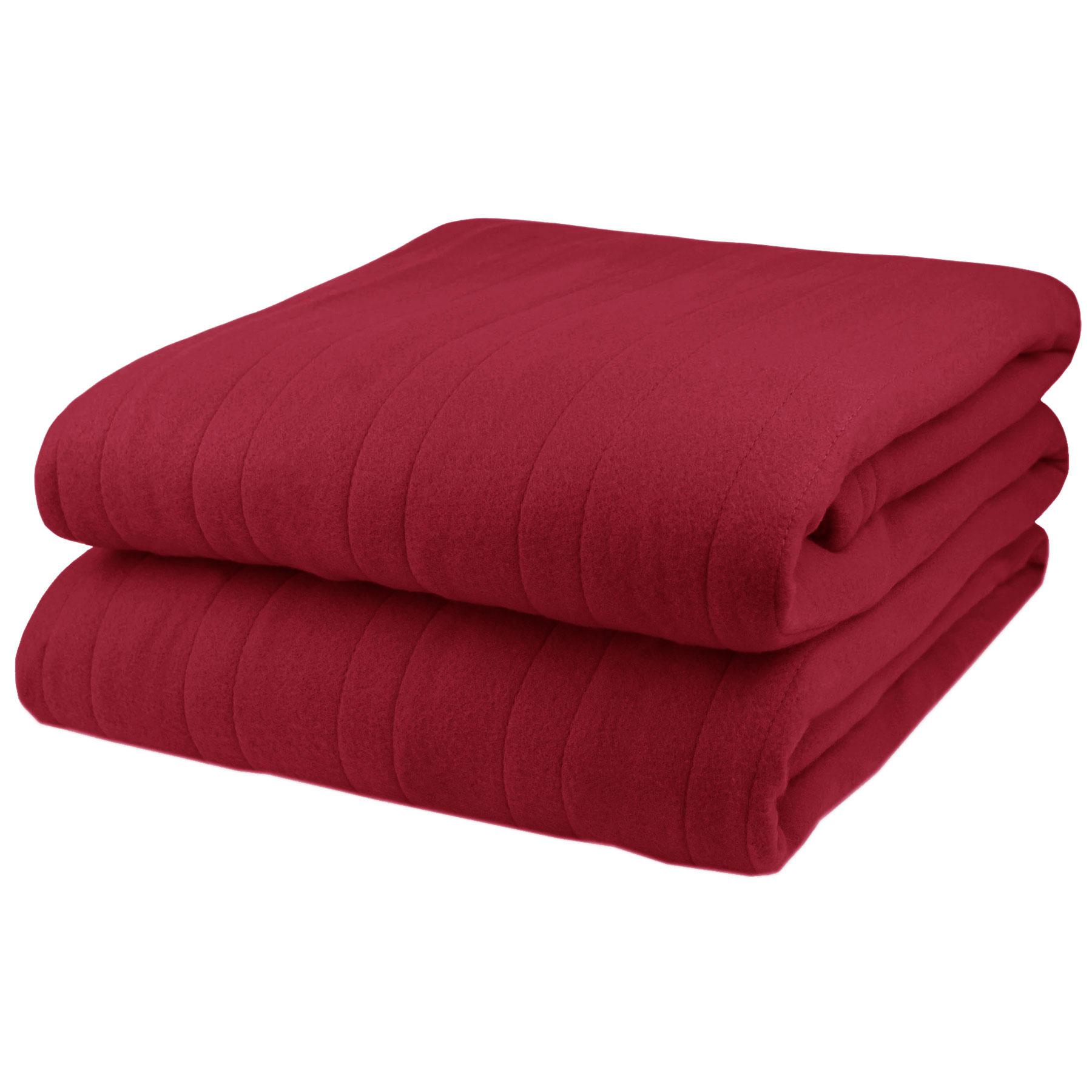 Pure Warmth Solid Flannel Electric Heated Warming Full Blanket Red ...