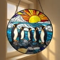 Coastal Penguin Scene Stained Glass Style Suncatcher, Decorative Window ...