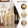3-Piece Handcrafted Metal Floor Vase Set, Gold & White Textured Tall ...