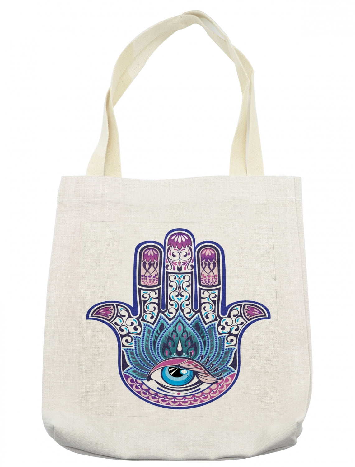 Hamsa Tote Bag, Ottoman Paisleys Swirls and Hand Motif with Timeless ...