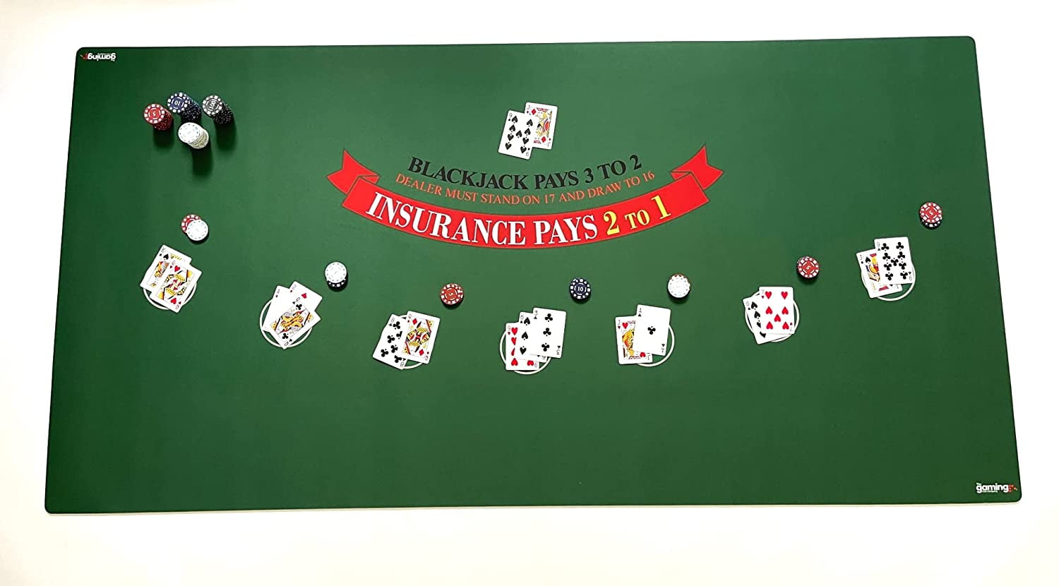 GMC Deluxe Blackjack Table Top Casino Mat Board Cloth 900mm x 1800mm x ...