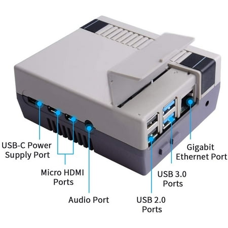 GeeekPi Retro Gaming Nes4Pi Case for Raspberry Pi 4 Model B, Raspberry Pi 4 Case with Fan ...