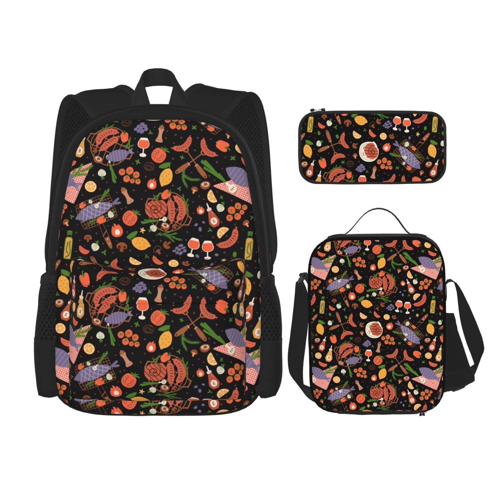 Fotbe BBQ Party Set Escolar 3 en 1 para Niños - Mochila Duradera con Lonchera Aislante y Estuche ...