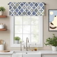 Curtain Valance for Windows, Blue Geometric Vintage Pattern Kitchen ...