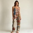 2026 250th Independence Day Casual Floral American Flag Print Spaghetti ...