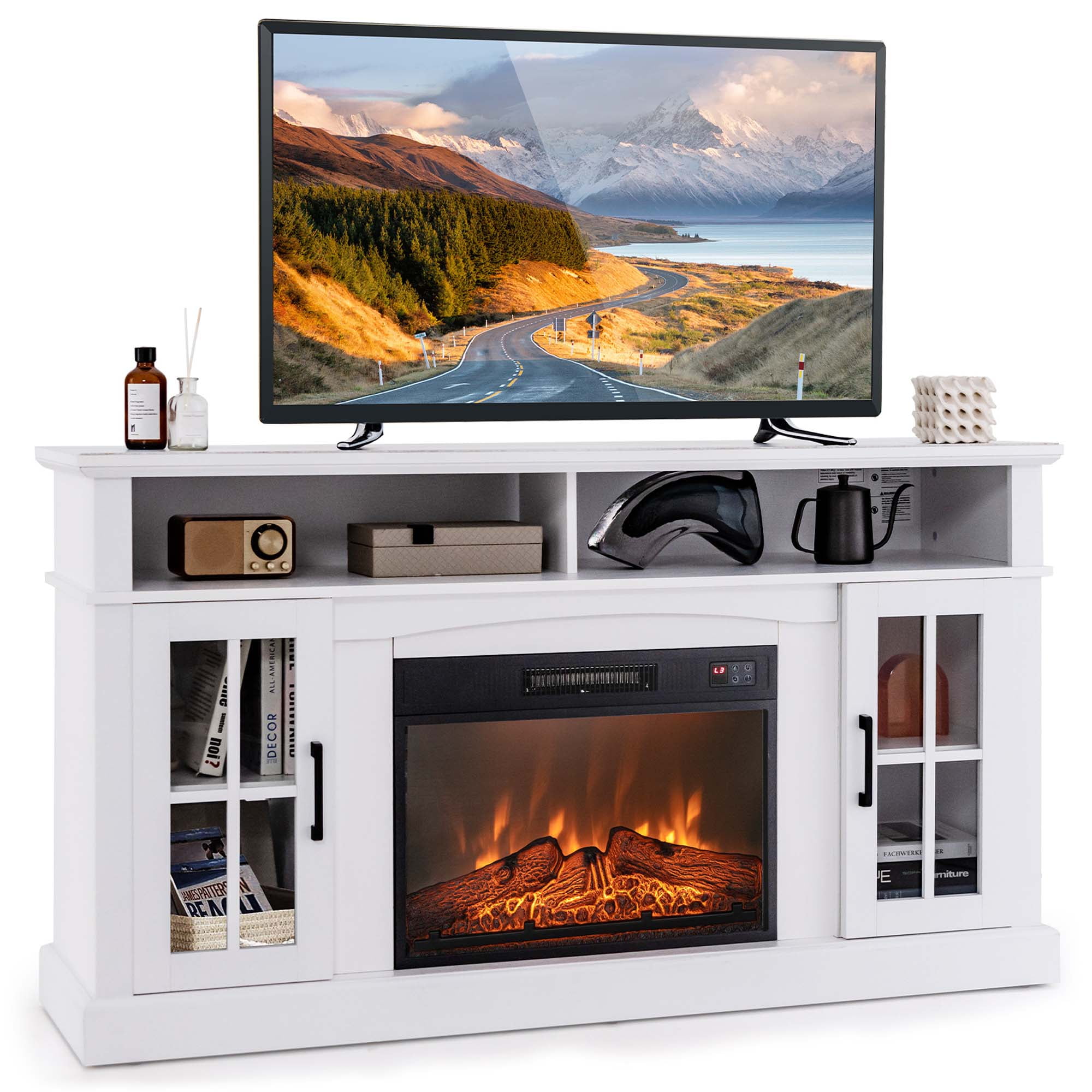 Click here for Costway 58 Fireplace Tv Stand With 1400w Electric... prices