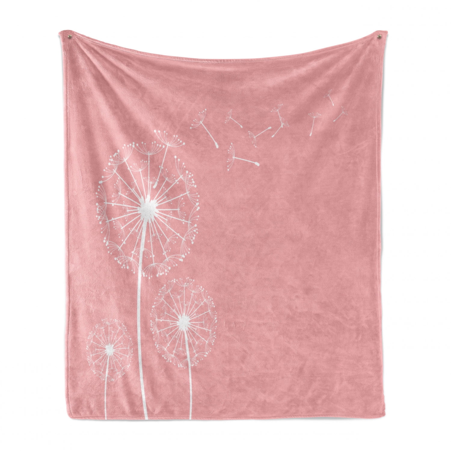 Dandelion Soft Flannel Fleece Blanket, Sketch Style Blowballs on Wind ...