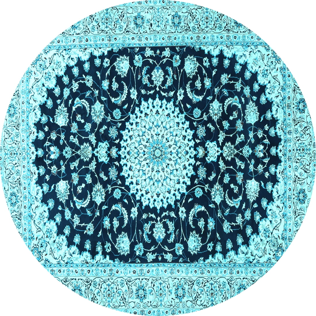 Ahgly Company Indoor Round Medallion Light Blue Traditional Area Rugs ...