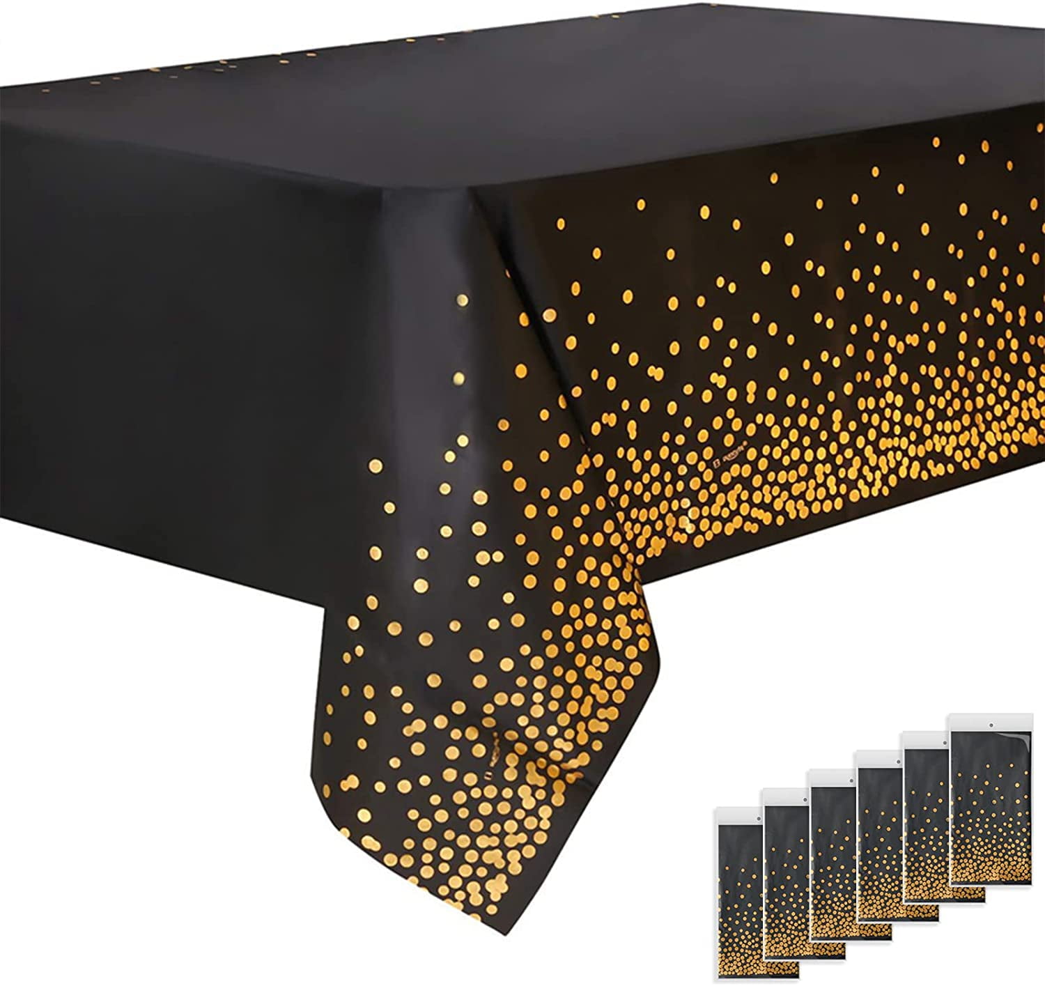 Samhe Black and Gold Tablecloth, 6 Pack Disposable Plastic Tablecloths ...