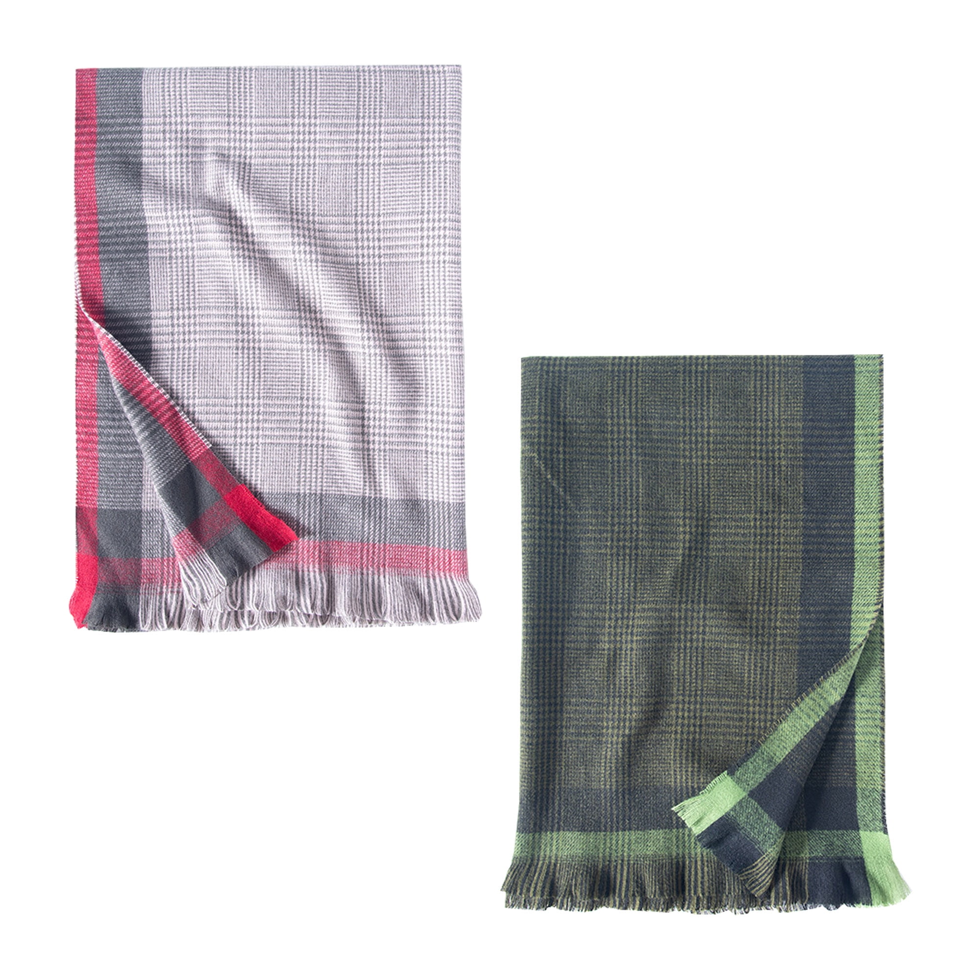 Curve Muse Women Long Shawl Winter Warm Border Contrast Color Lattice ...
