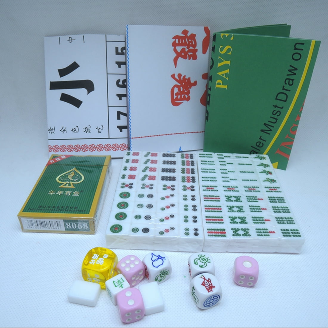 6 in 1 Mini Acrylic Mahjong Traveling Game Portable Mahjong Cards Dices ...