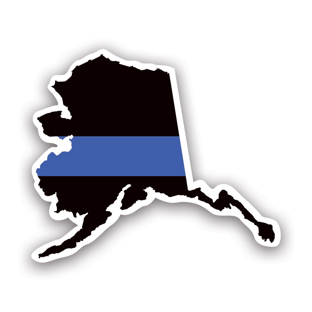Alaska State Shaped The Thin Blue Line Sticker Decal - Self Adhesive ...