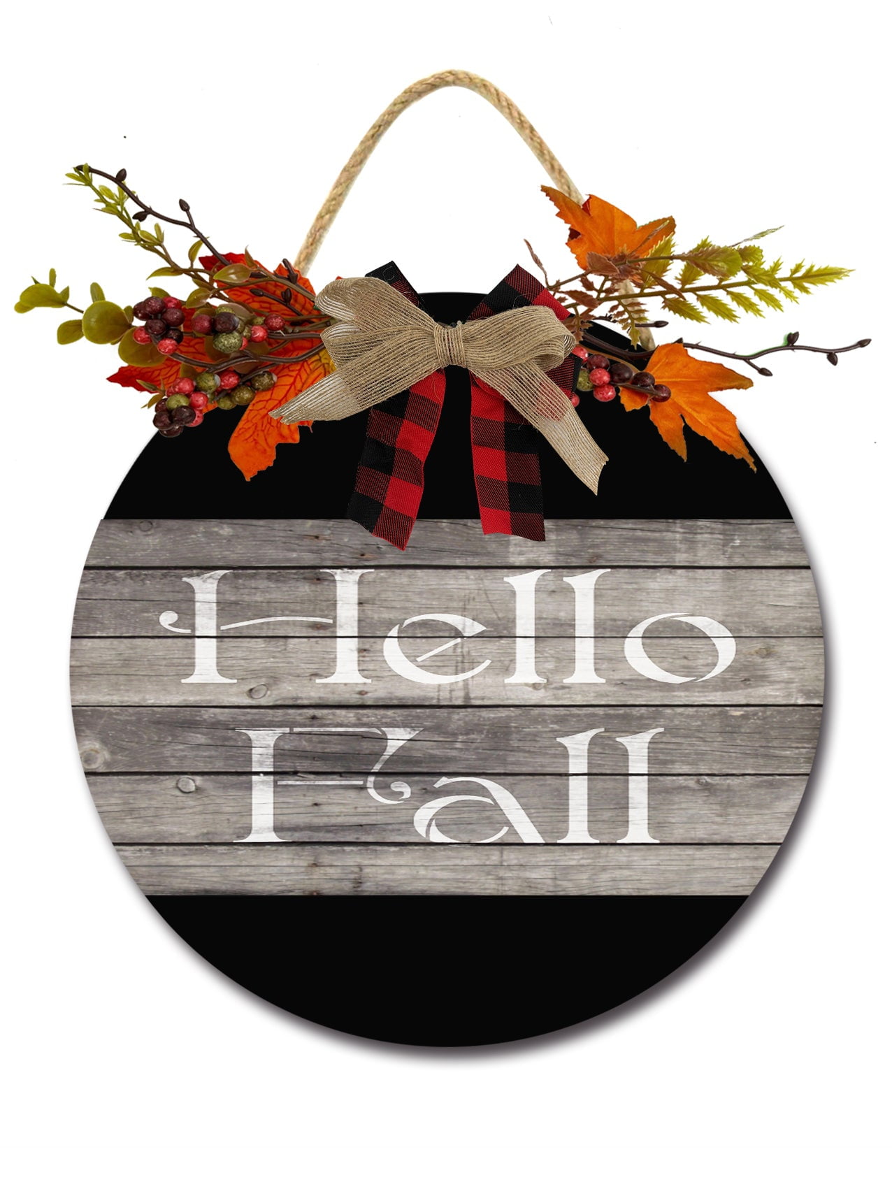 Hello Fall Front Door Sign Funny Wreaths Hanging Wooden Plaque ...