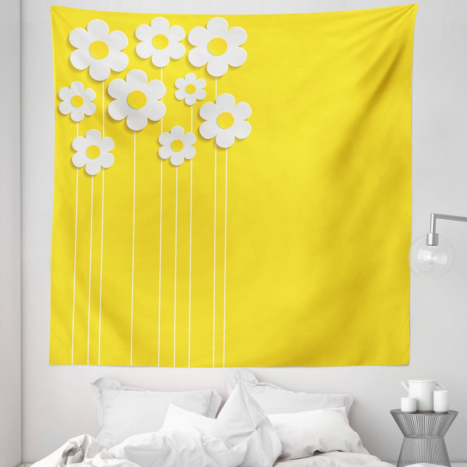 Yellow Tapestry, Spring Flowers Daisy Pattern on Clean Background ...