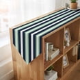 Green Navy Blue Striped Table Runner Linen Burlap Table Runner 120 ...