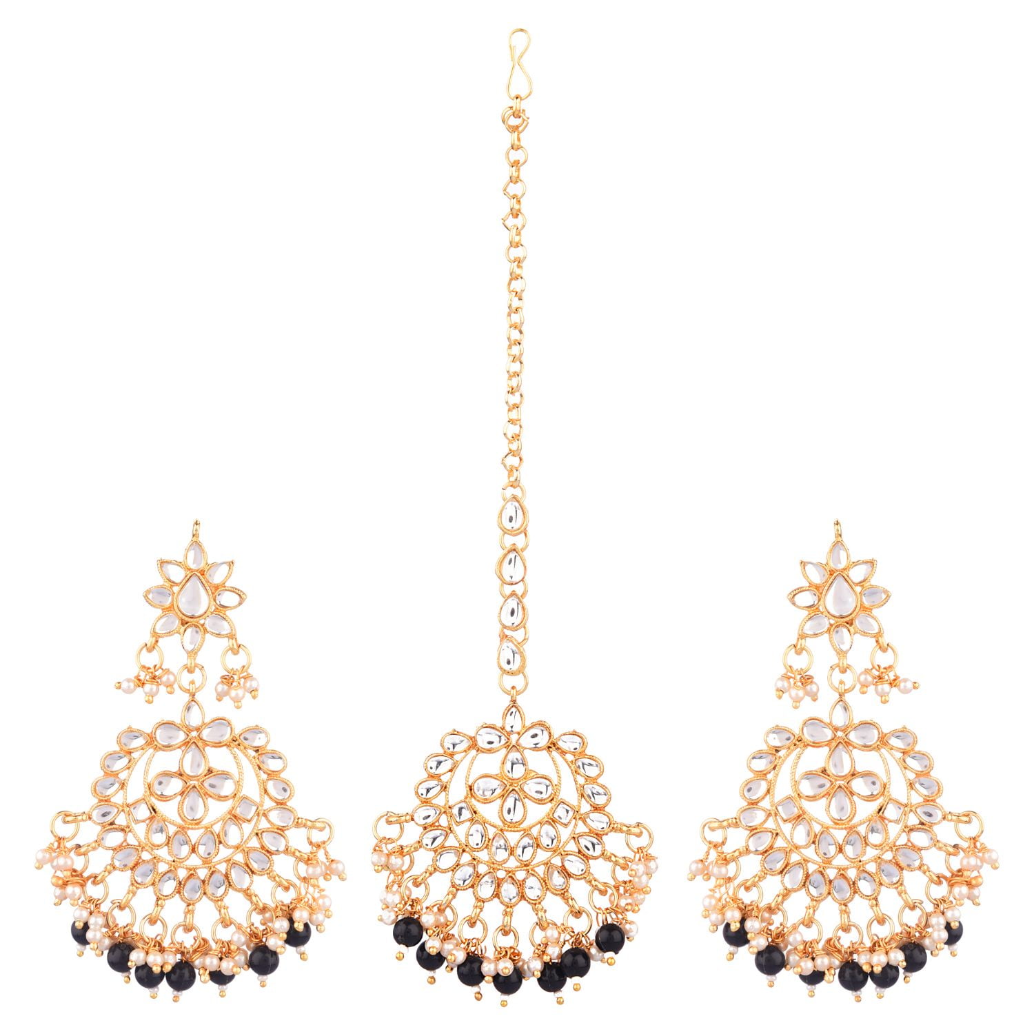 Efulgenz Indian Maang Tikka Earrings Set Bollywood Crystal Kundan Faux ...
