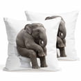 Abstract Art Pillow Covers Set of 2, Funny A Thinking Elephant Sitting ...