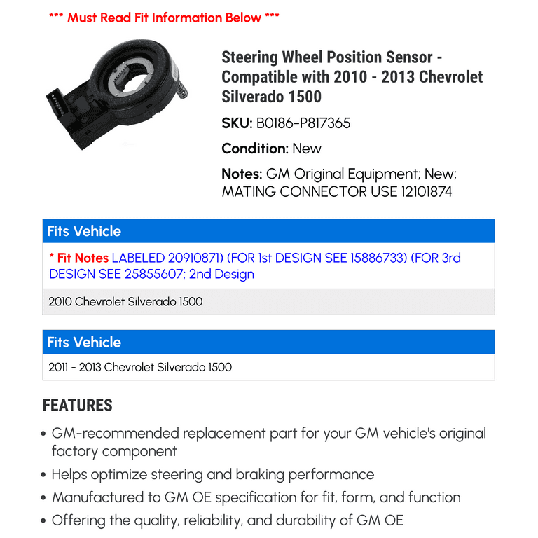 Gm Steering Wheel Position Sensor