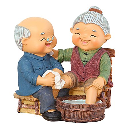 Resin Figurine Creative Old Man & Old Lady Couple Figurine Tabletop ...