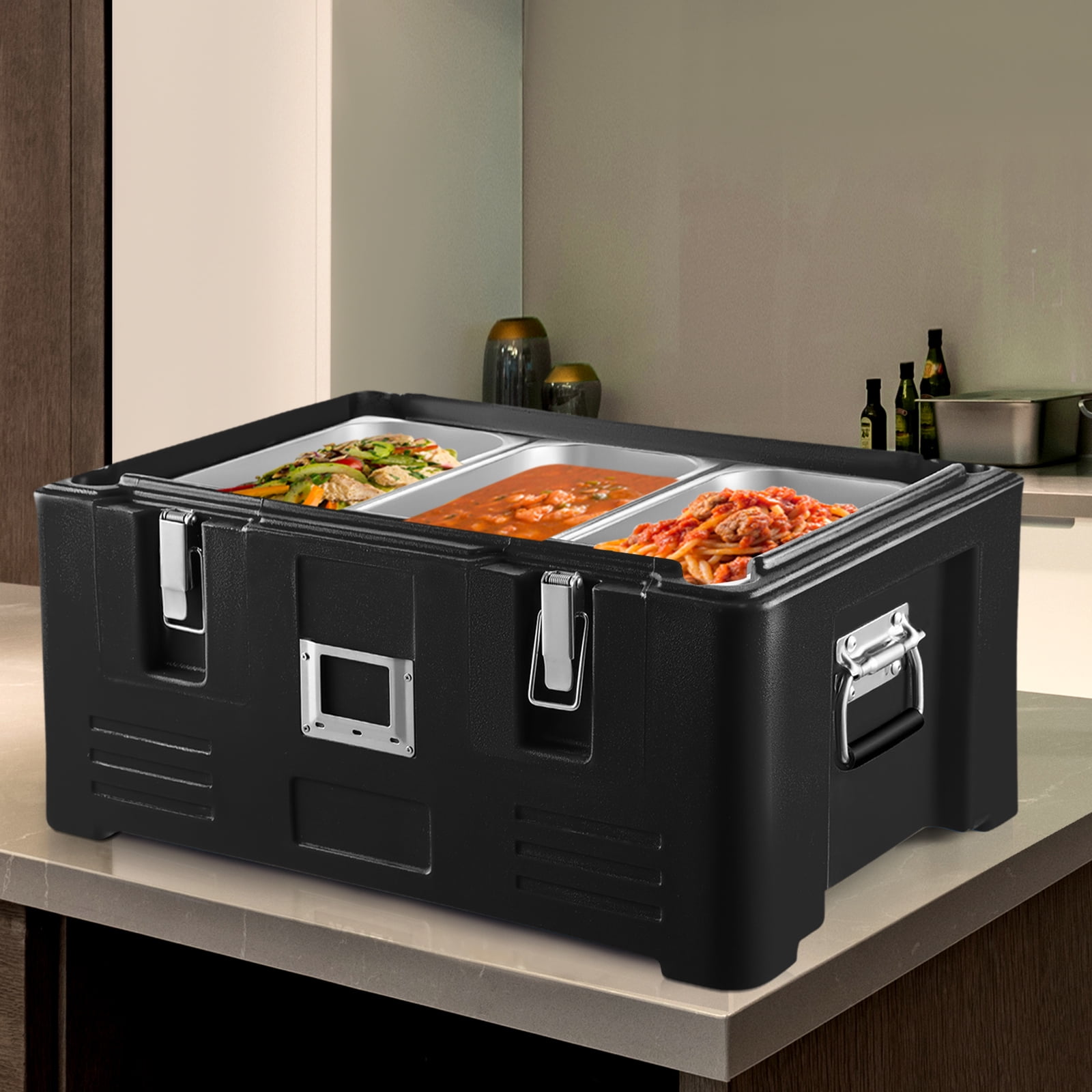 BENTISM Insulated Food Pan Carrier Stackable Top Loader with 3 Pans 36 ...