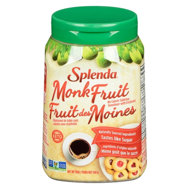 Splenda Monk Fruit Granulated Sweetener Jar 540g, Natural monk fruit ...