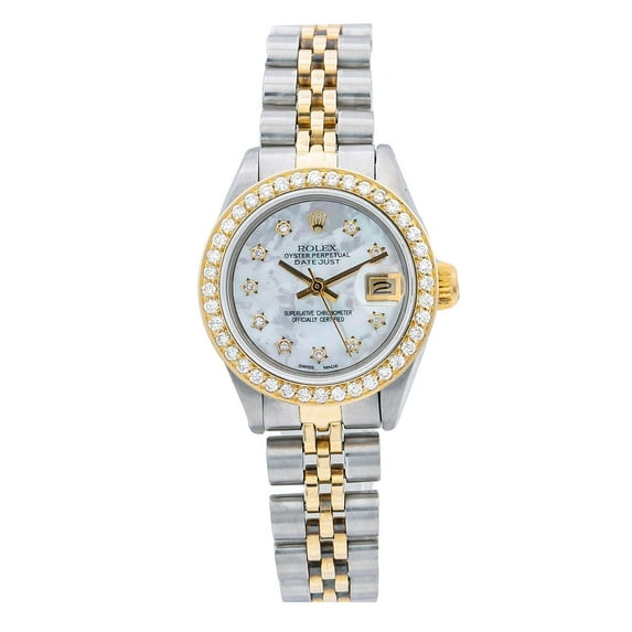 Pre-Owned Pre‑Owned Rolex Lady‑Datejust 6917 White Diamond Dial With 0. ...