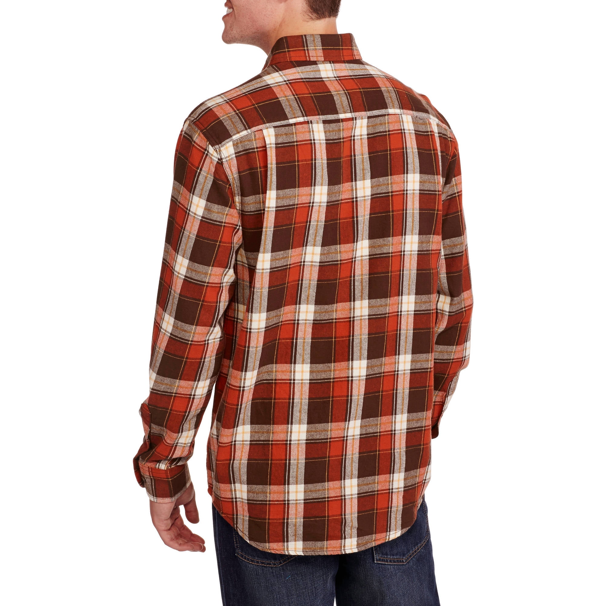 Faded Glory Mens Long Sleeve Polo Flannel Shirt S M L Xl Multiple