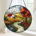 Autumn Cottage Scene Window Hanging – Decorative Glass Art - Walmart.com