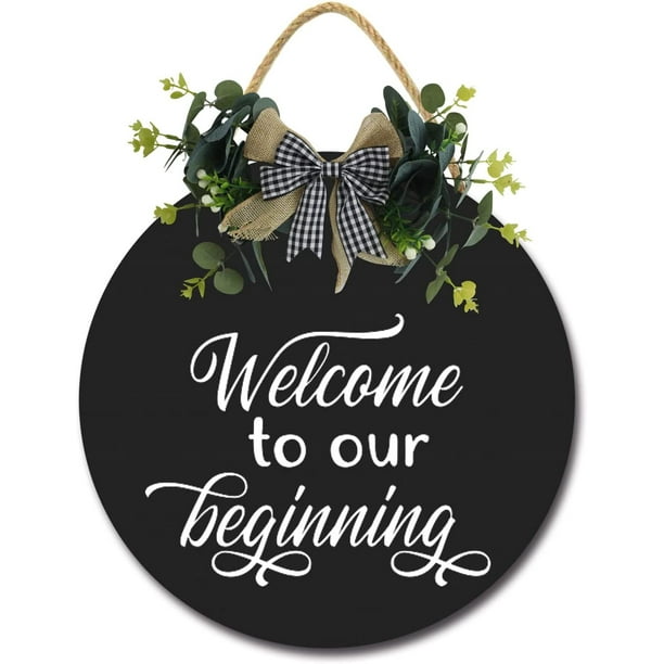 Eveokoki 11" Wood Plaque Welcome to Our Beginning Sign Rustic Welcome ...