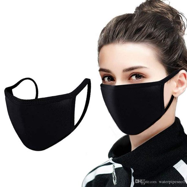 HBCLO - 3 Face masks Black, With a Free Adjustable Hooks, 100% Cotton ...