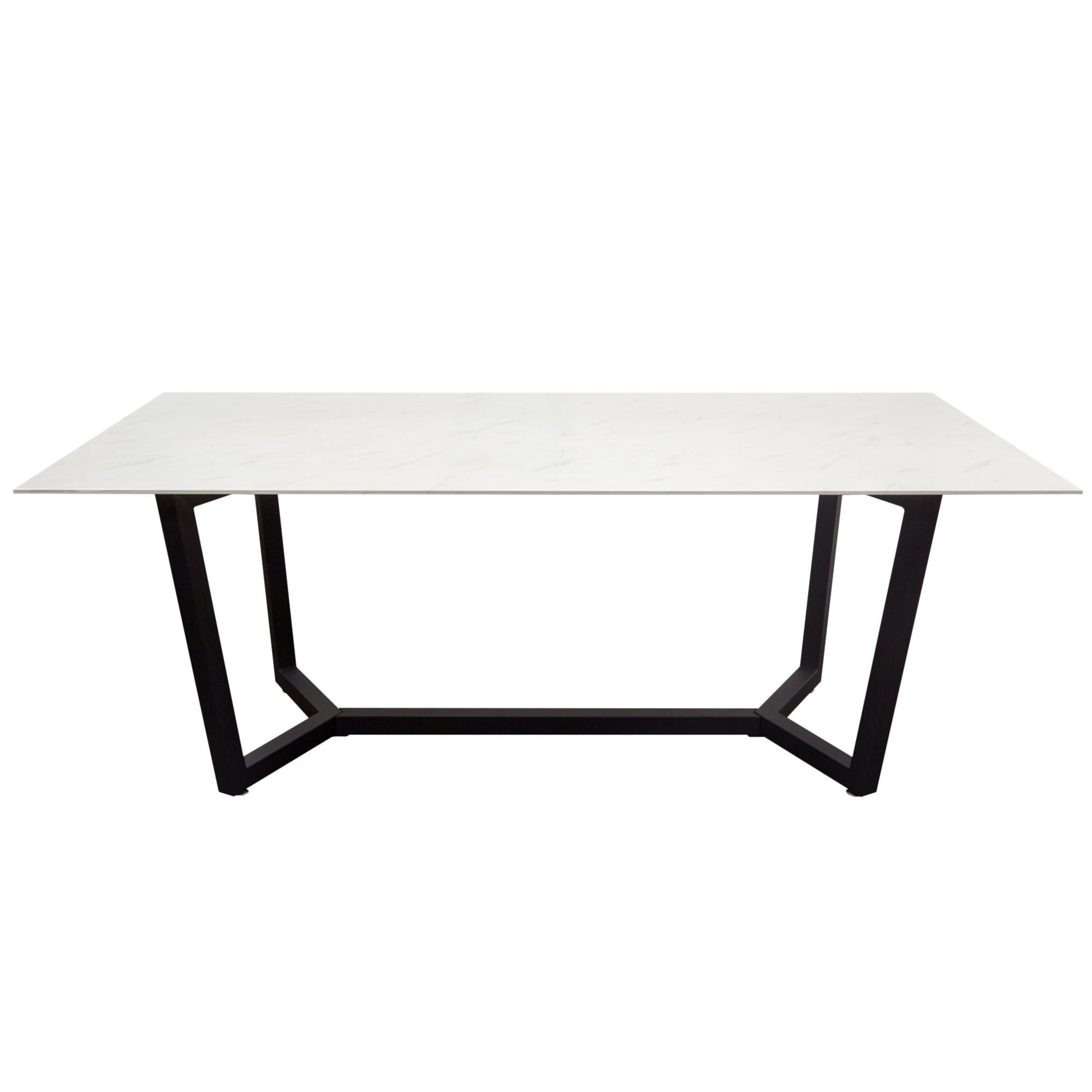 Caplan Rectangular Dining Table with Ceramic Marble Glass Top and Black ...