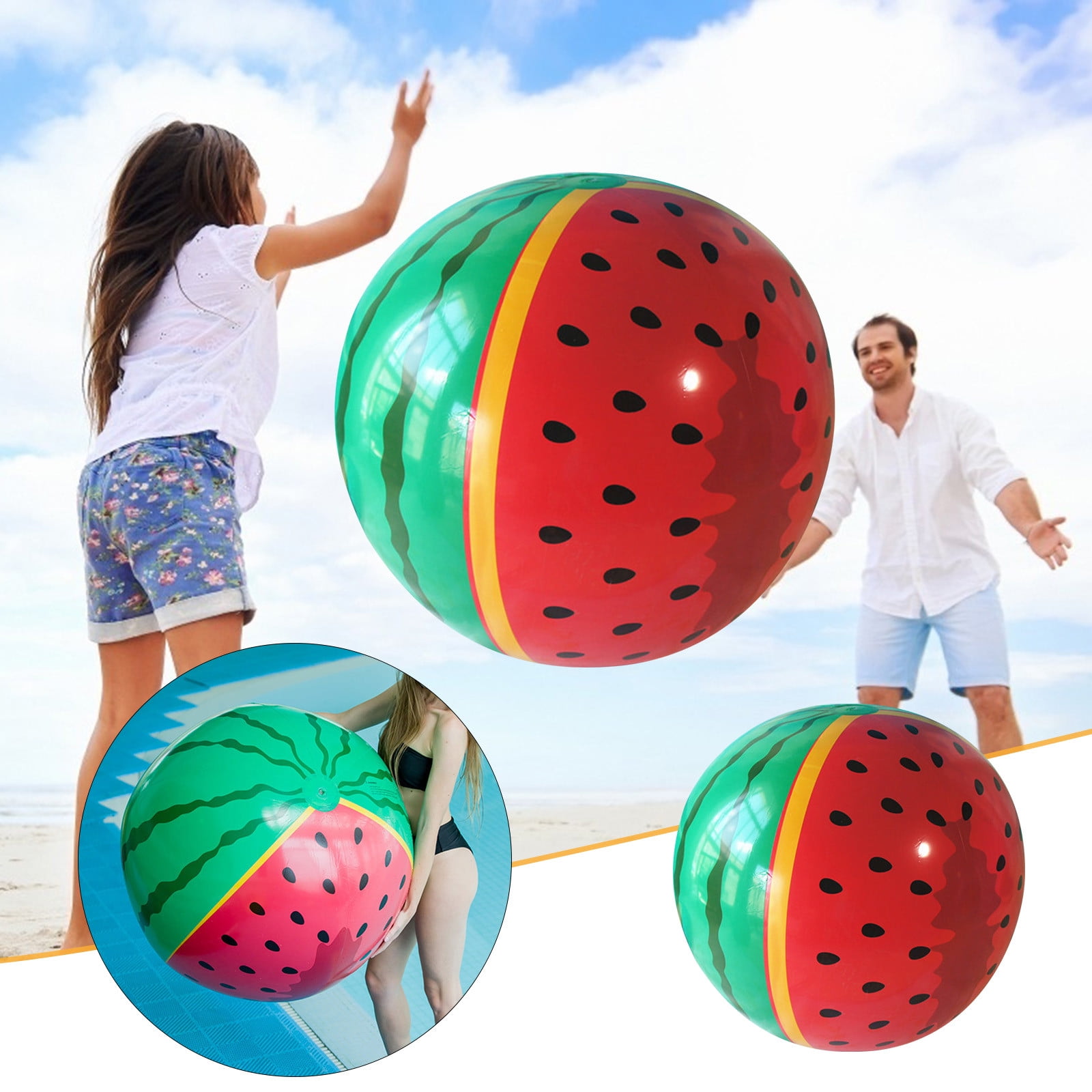 Mikilon PVC Inflatable 90cm Watermelon Beach Ball Parent-child Game ...