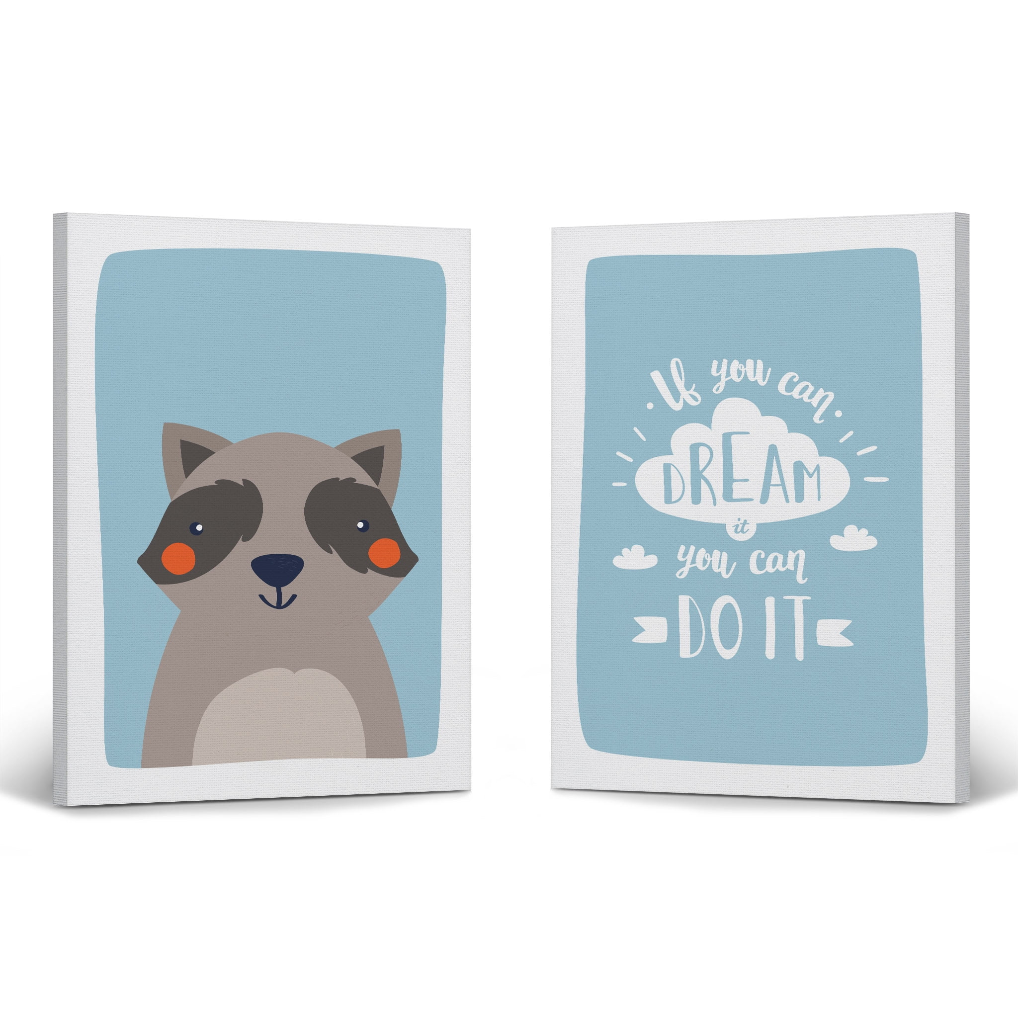 Smile Art Design Cute Raccoon and Motivational Quote Blue Background 2 ...