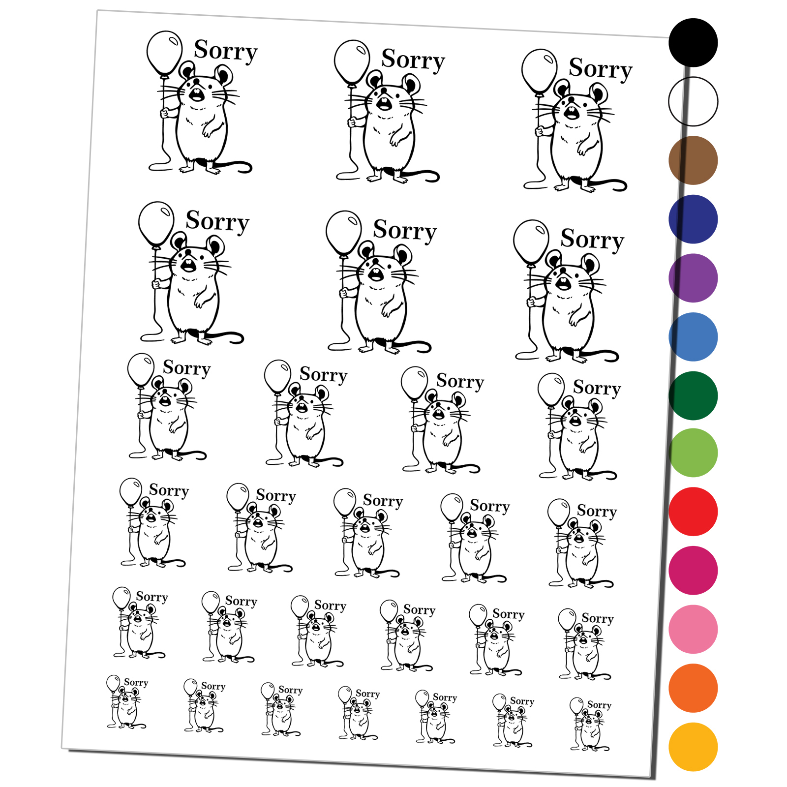 Sorry Mouse with Balloon Water Resistant Temporary Tattoo Set Fake Body ...