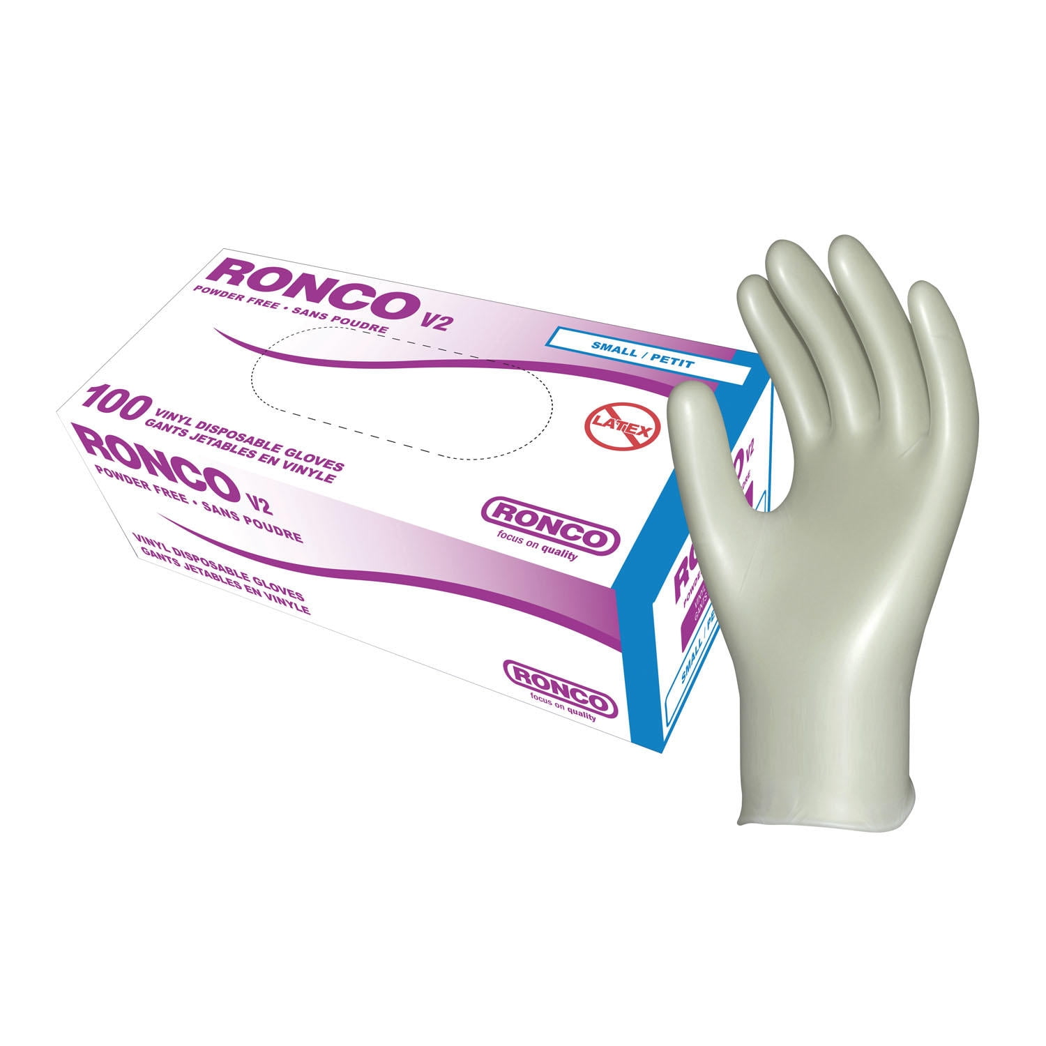 Ronco® V2 Vinyl 4-Mil Disposable Glove, Clear - Small, Powder Free ...